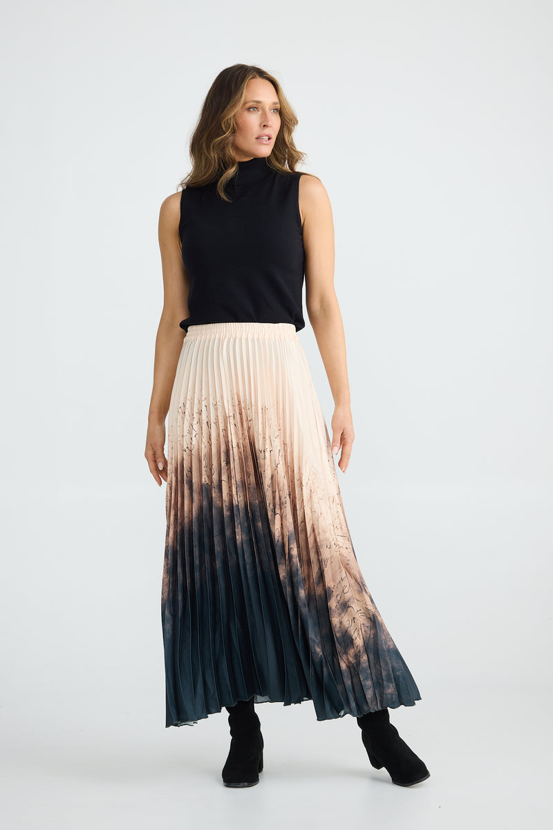 Brave and True Alias Pleated Skirt - Calligraphy